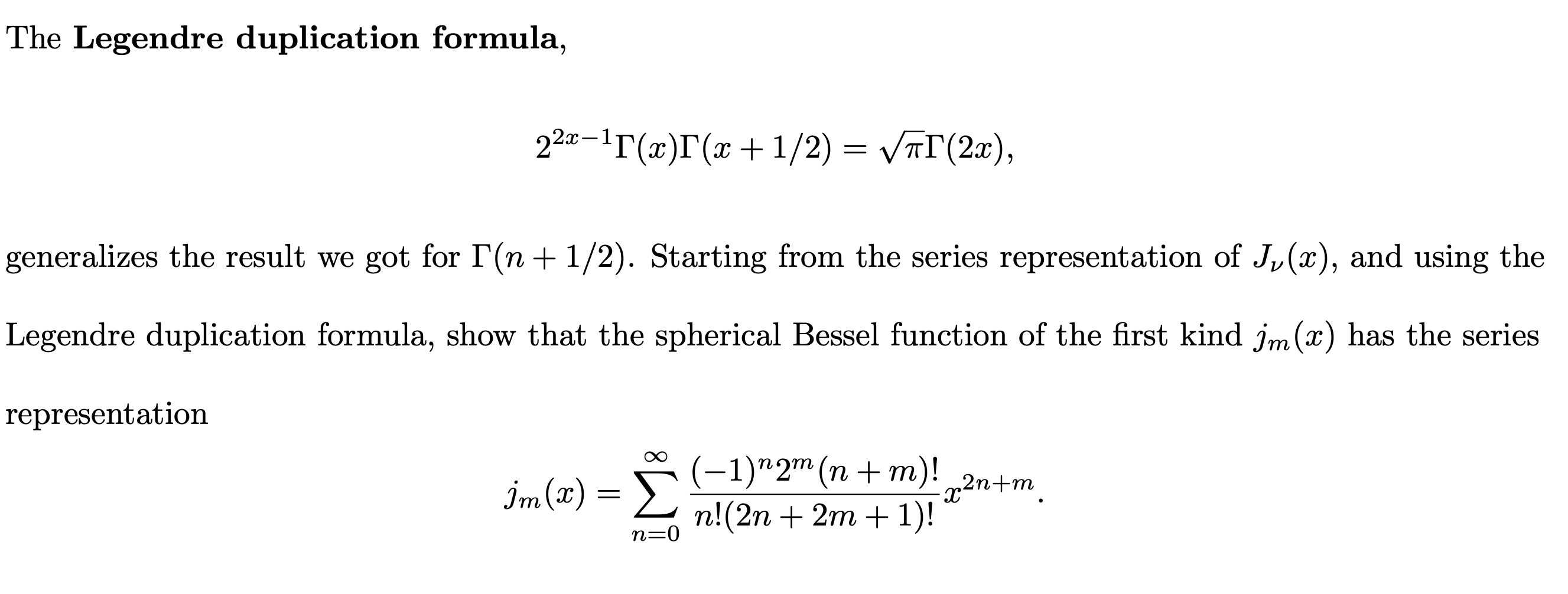 Solved The Legendre duplication formula, | Chegg.com