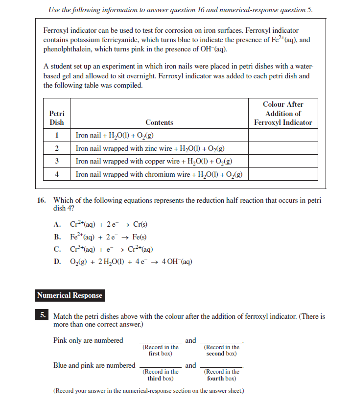 Solved Ferroxyl indicator can be used to test for corrosion | Chegg.com