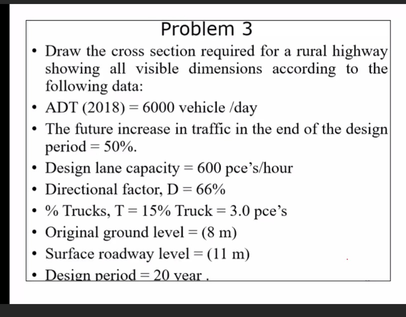 Problem 3Draw the cross section required for a rural | Chegg.com