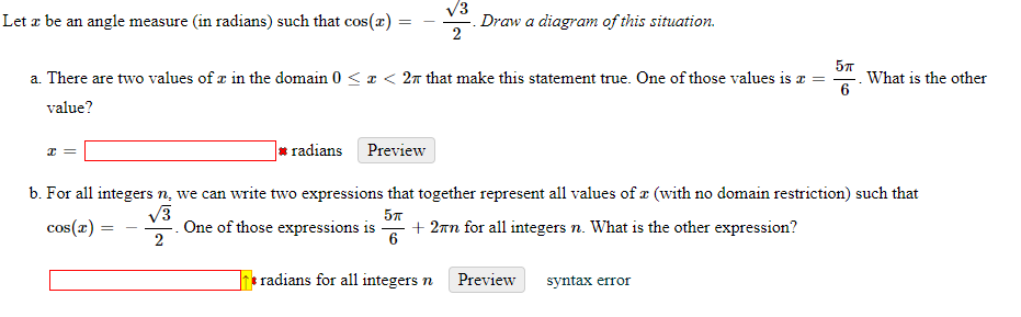 Solved x=radiansb. ﻿For all integers n, ﻿we can write two | Chegg.com