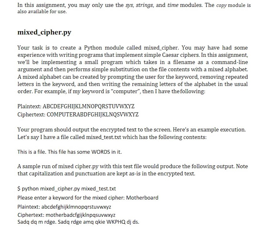 Solved In this assignment, you may only use the sys, | Chegg.com