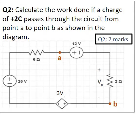 Solved Q2: Calculate the work done if a charge of +2C passes | Chegg.com