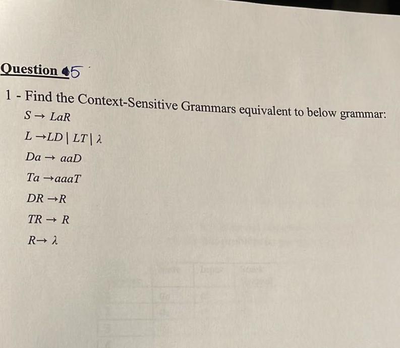 Solved Question 45 1 - Find the Context-Sensitive Grammars | Chegg.com