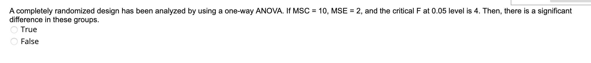 Solved A completely randomized design has been analyzed by | Chegg.com