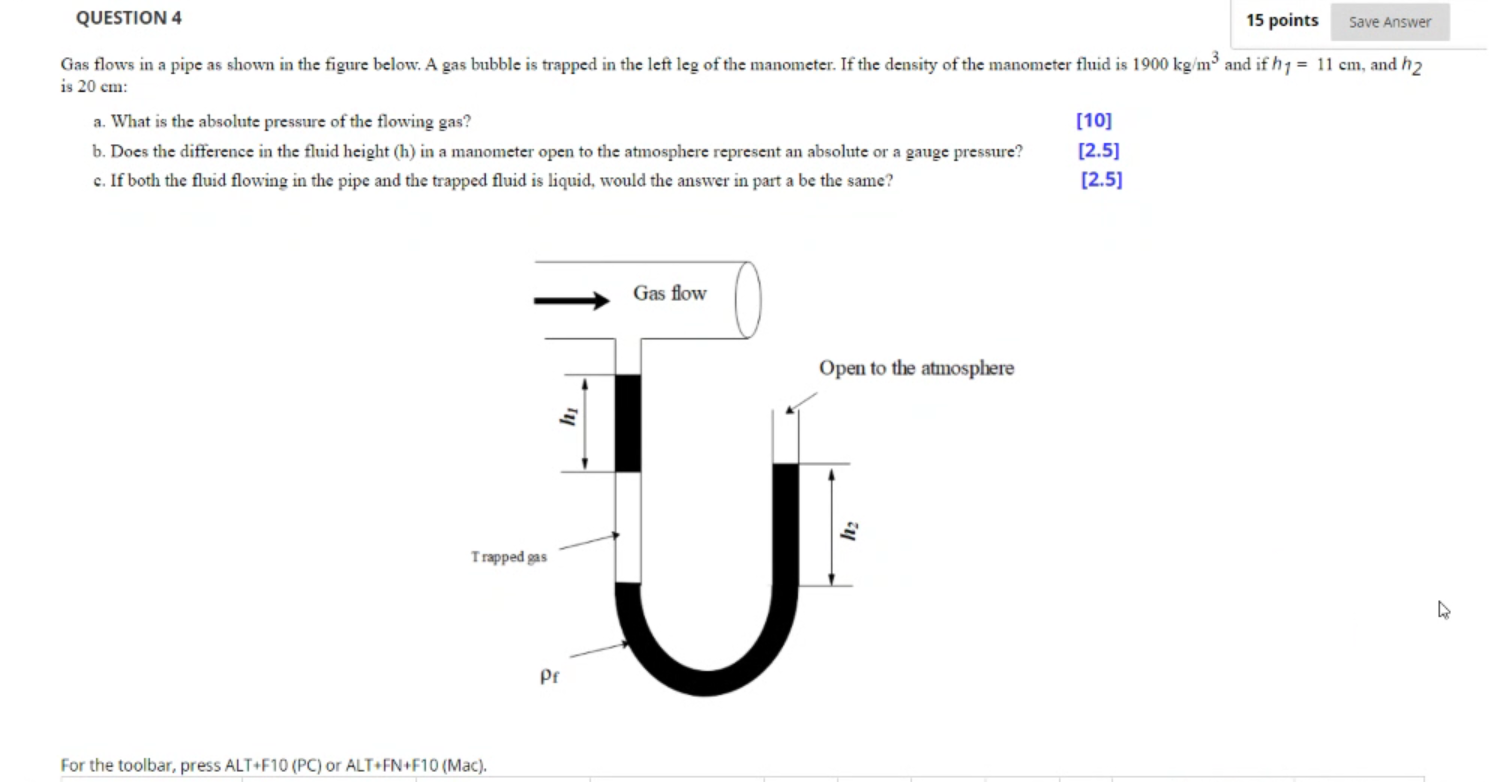 Solved QUESTION 4 15 points Save Answer Gas flows in a pipe | Chegg.com