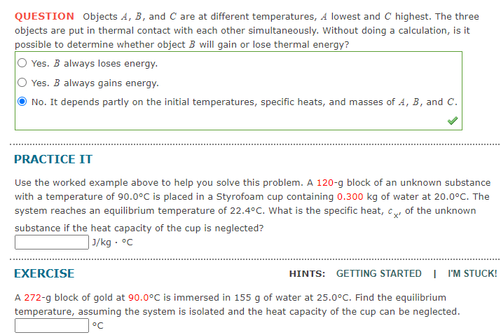 GOAL Solve a calorimetry problem involving only two | Chegg.com