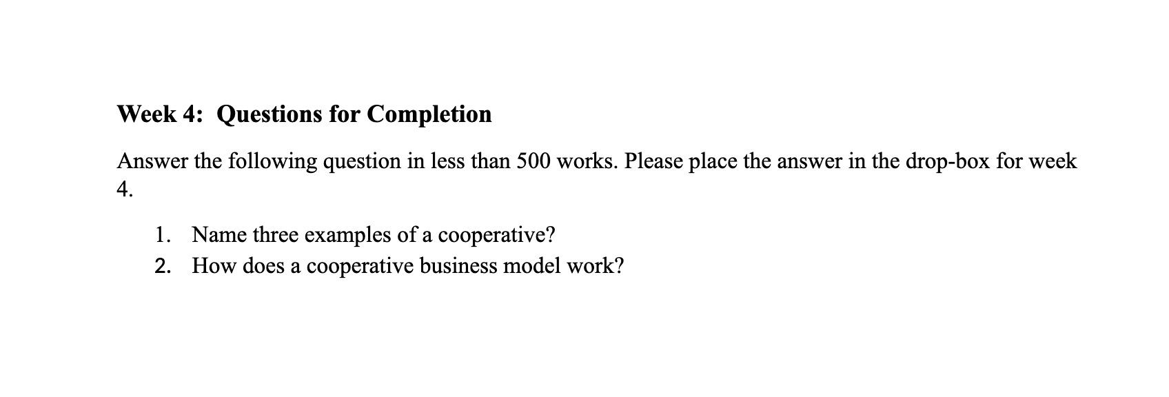Solved Week 4: Questions for Completion Answer the following | Chegg.com