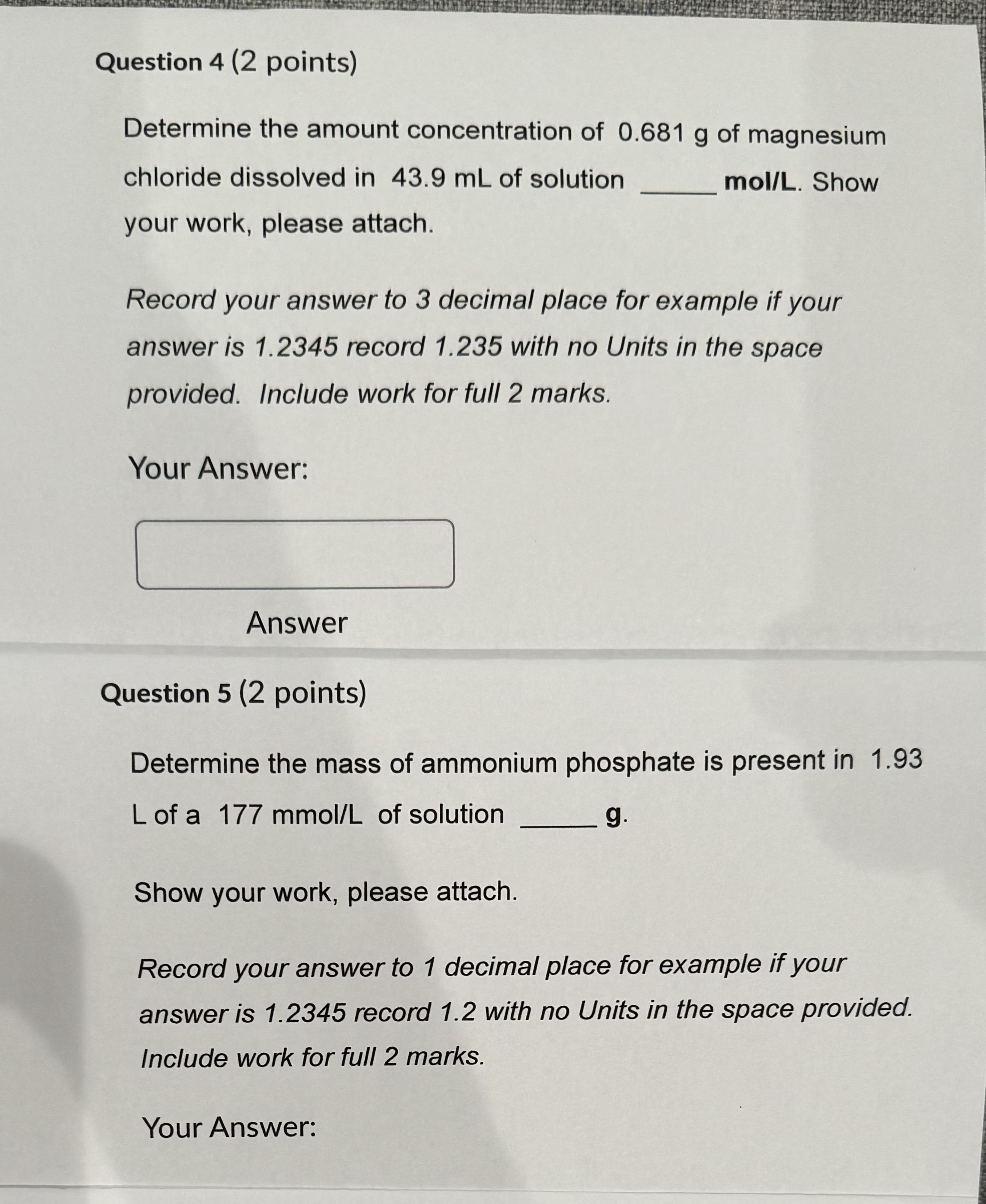Solved Question 4 (2 ﻿points)Determine the amount | Chegg.com