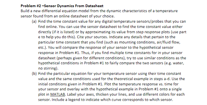 Solved Problem \#2 -Sensor Dynamics From Datasheet Build a | Chegg.com
