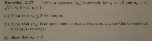 Solved Exercise 3.37. Define a sequence (ar) recursively by | Chegg.com