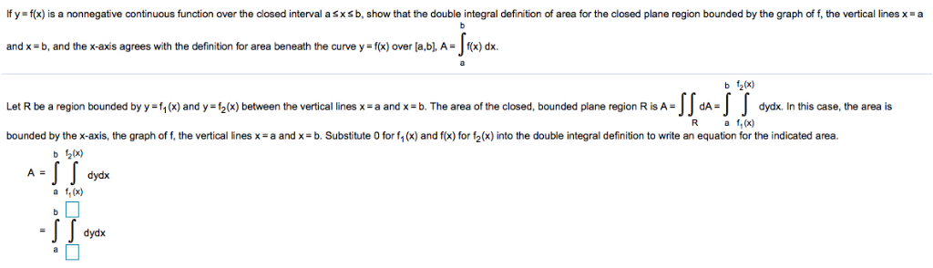 Solved If y f(x) is a nonnegative continuous function over | Chegg.com