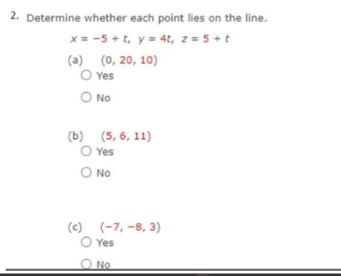 Solved Determine whether each point lies on the line. | Chegg.com
