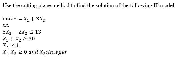 Solved Use the cutting plane method to find the solution of | Chegg.com