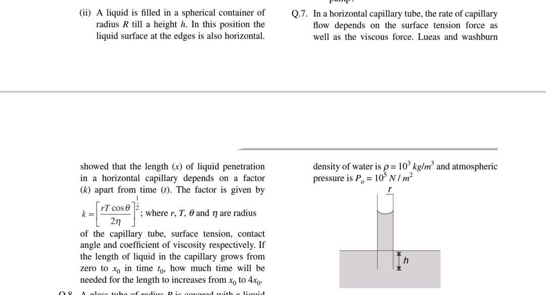 Solved (ii) A liquid is filled in a spherical container of | Chegg.com