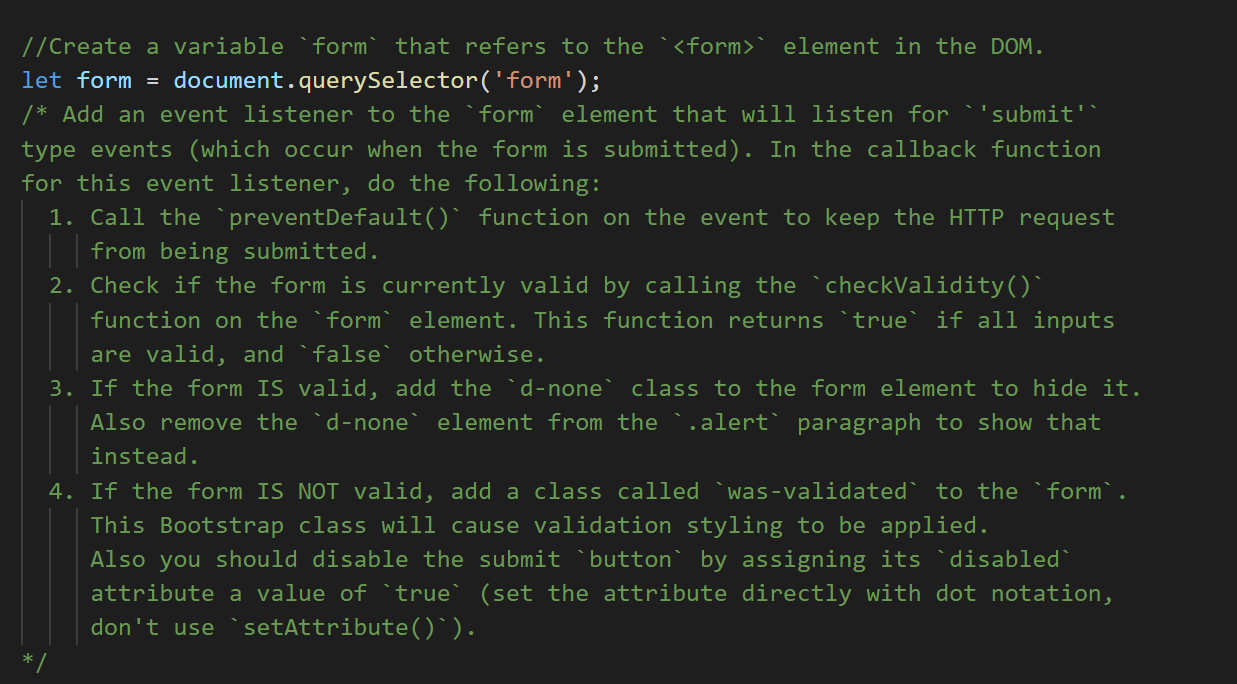 Solved //Create a variable form that refers to the ' | Chegg.com