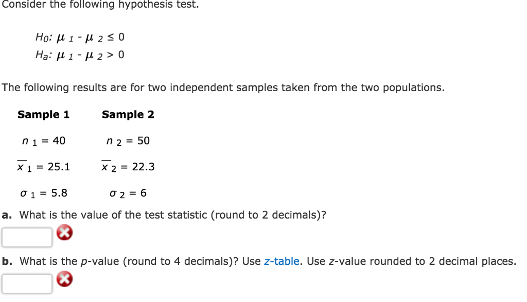 Solved Consider the following hypothesis test. The following | Chegg.com