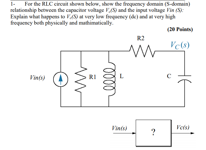 Solved 1 For the RLC circuit shown below, show the frequency | Chegg.com
