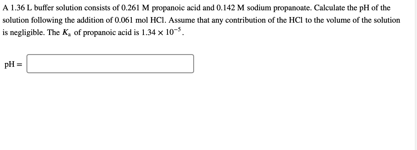 Solved A 1.36 L buffer solution consists of 0.261 M | Chegg.com