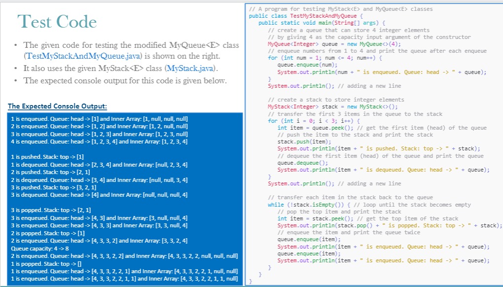 Solved yQueue(Incomplete).java 』 lestMyStackAndMyQueue.java | Chegg.com