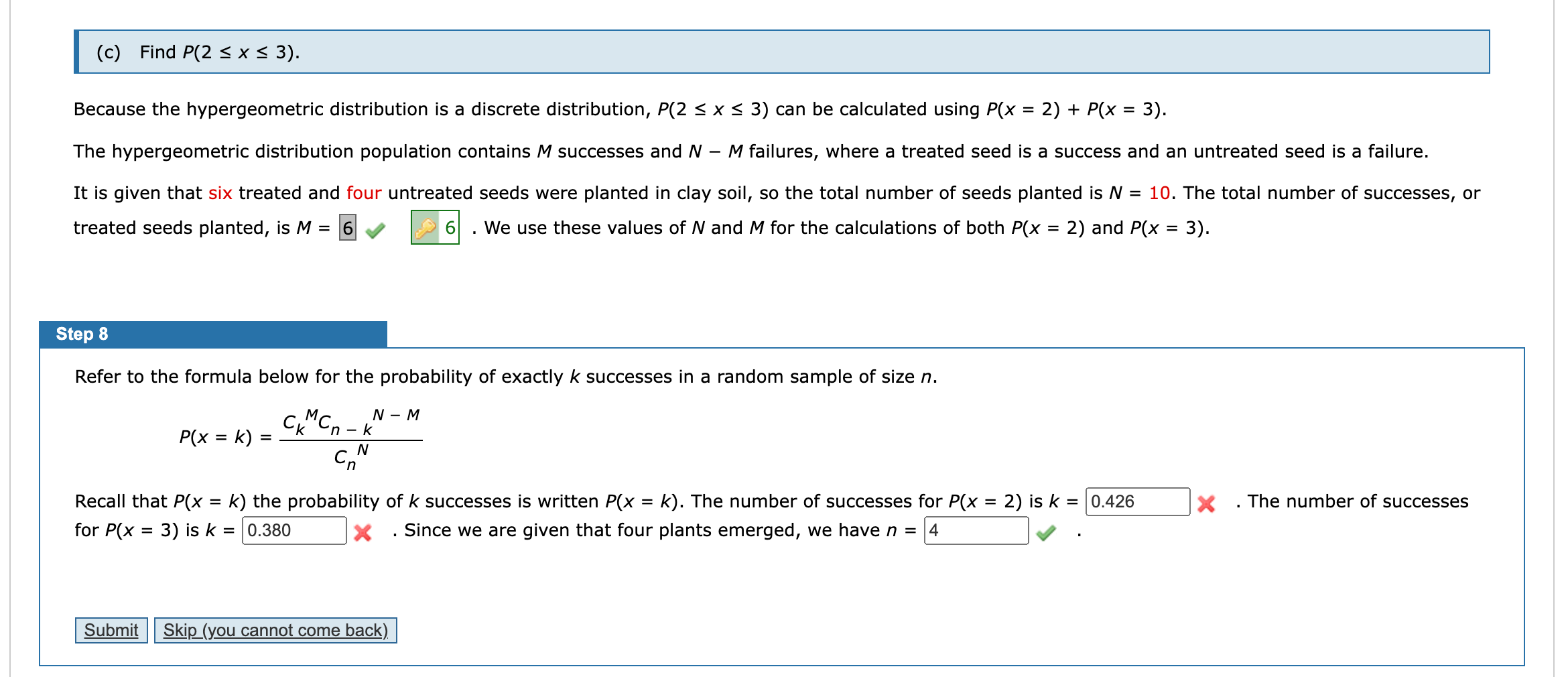 Solved Because the hypergeometric distribution is a discrete | Chegg.com