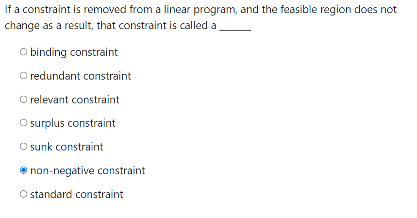 Solved If a constraint is removed from a linear program, and | Chegg.com
