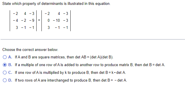 Solved State which property of determinants is illustrated | Chegg.com