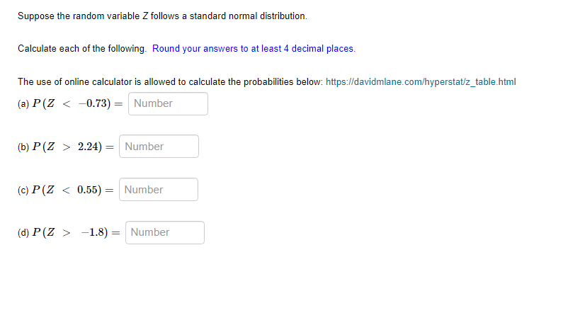 Solved Suppose the random variable Z follows a standard | Chegg.com