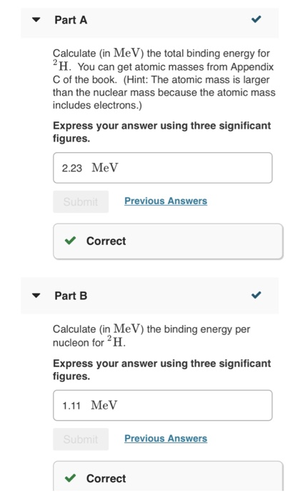 Solved Part A Calculate (in MeV) the total binding energy | Chegg.com
