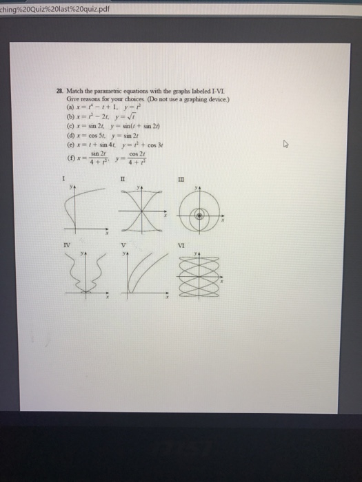 Solved Match the parametric equations with the graphs | Chegg.com