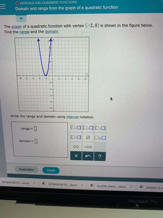 Solved RADICALS AND QUADRATIC FUNCTIONS -Domain and range | Chegg.com