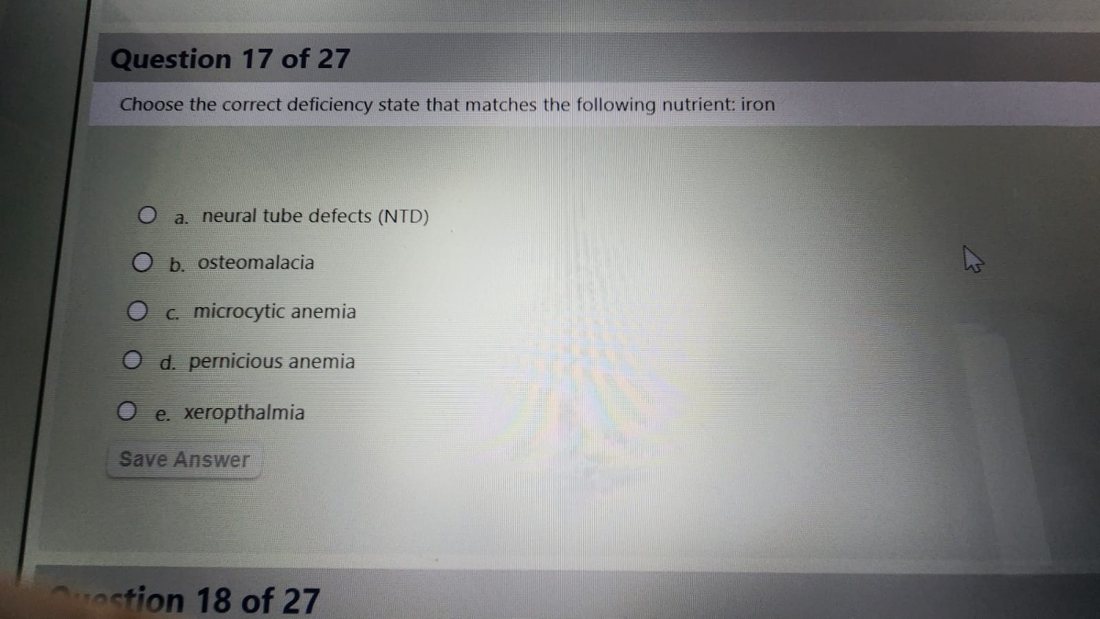 Solved Question 17 ﻿of 27Choose the correct deficiency state | Chegg.com