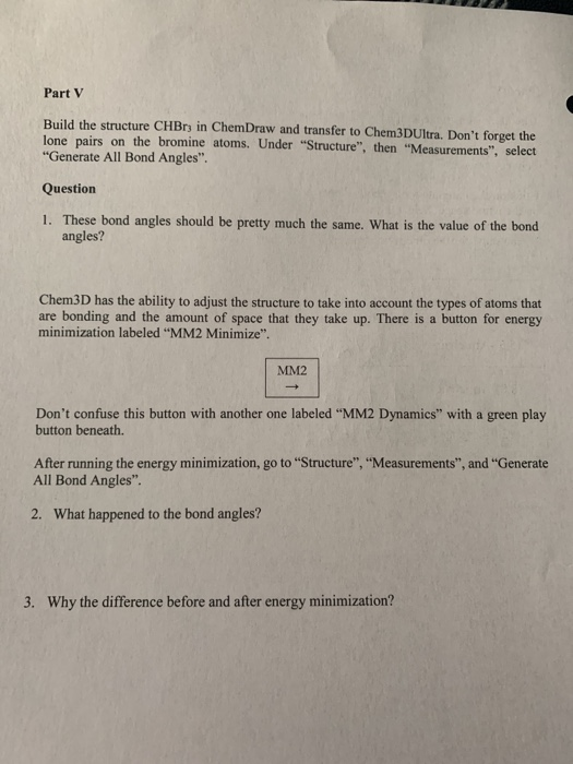Solved Part V Build the structure CHBrs in ChemDraw and | Chegg.com