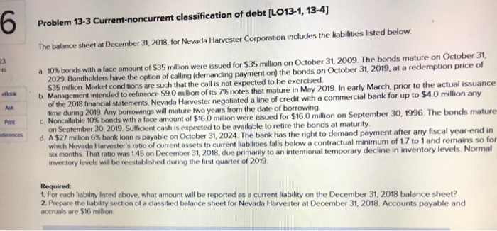 Solved Problem 13-3 Current-noncurrent classification of | Chegg.com