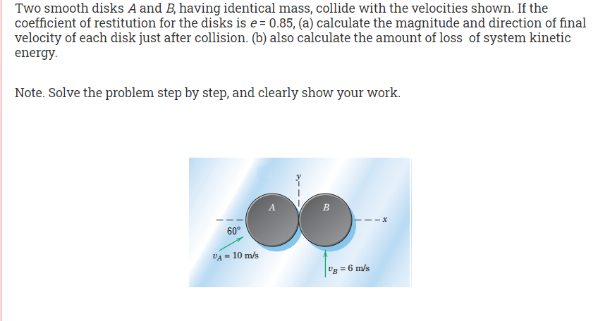 Solved Two smooth disks A and B, having identical mass, | Chegg.com