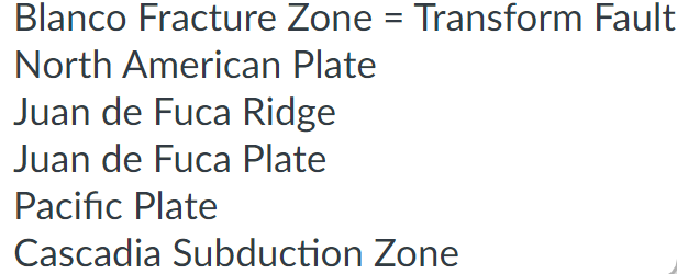 Solved This map shows the tectonic plates off of Oregon and | Chegg.com