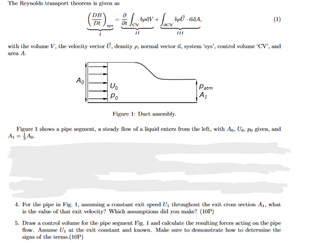 The Reynolds transport theorem is given as | Chegg.com