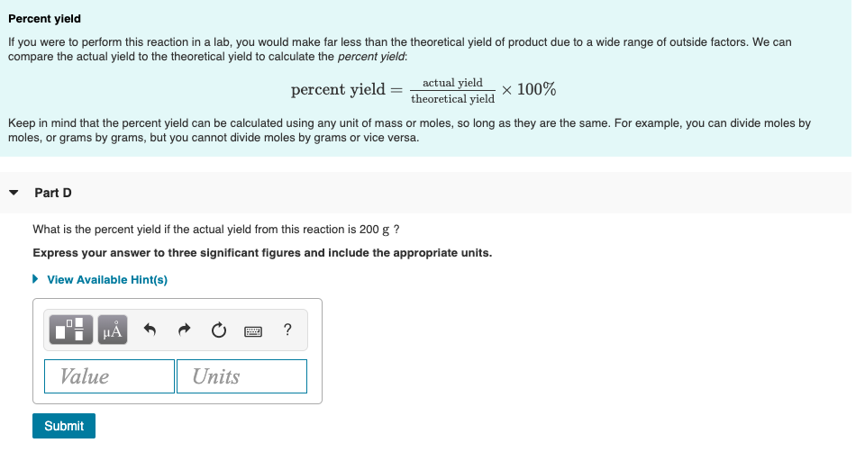 Solved Learning Goal: To calculate theoretical and percent | Chegg.com