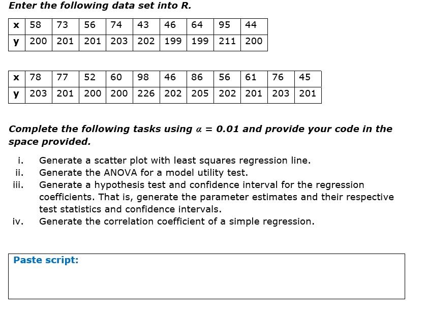 Solved Using this data set (split into 2 bc of limited | Chegg.com