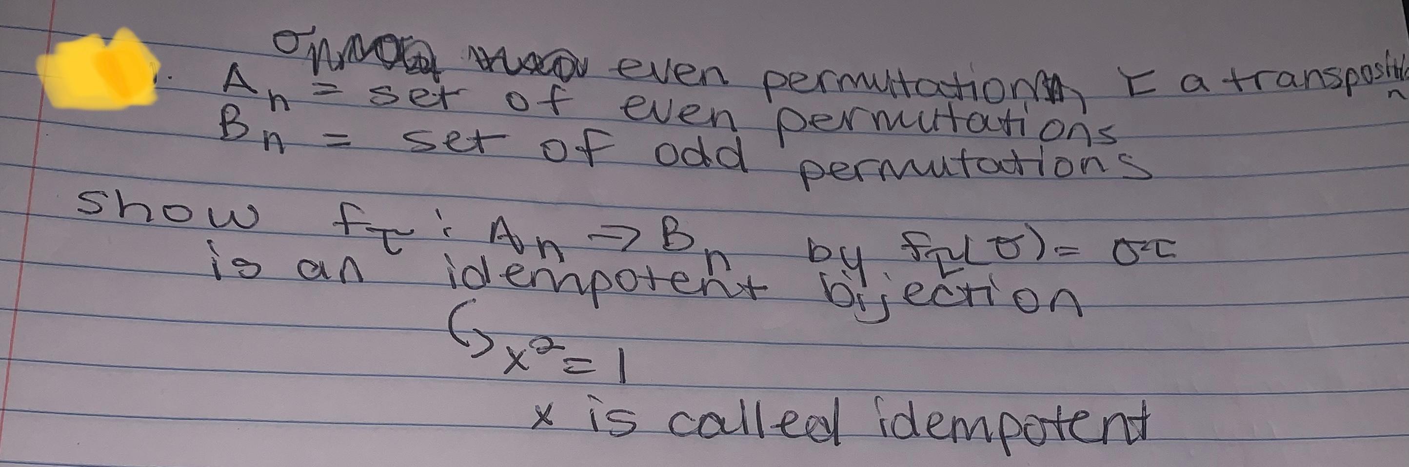 Solved А A BA onnow so even permutations ta transposite set | Chegg.com