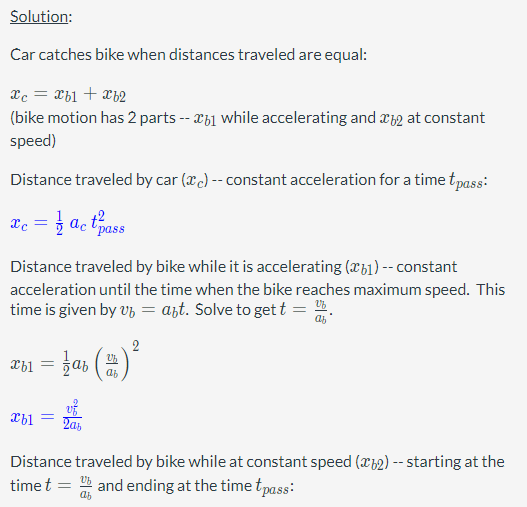 Solved Velocity vs. Acceleration A bicycle and a car wait at | Chegg.com