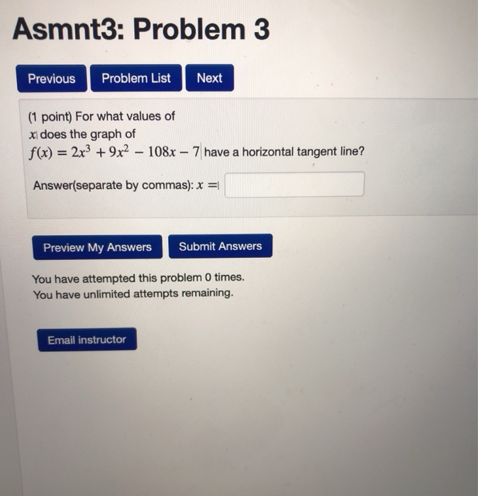Solved Asmnt3: Problem 3 Previous Problem List Next (1 | Chegg.com