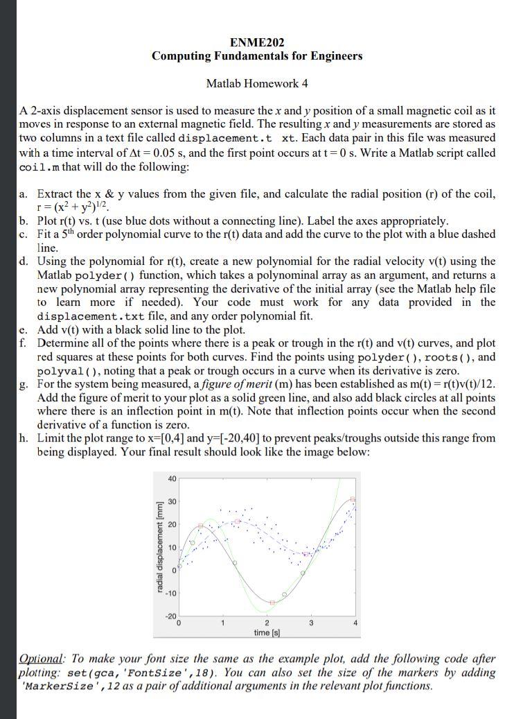 Solved ENME202 Computing Fundamentals for Engineers Matlab | Chegg.com