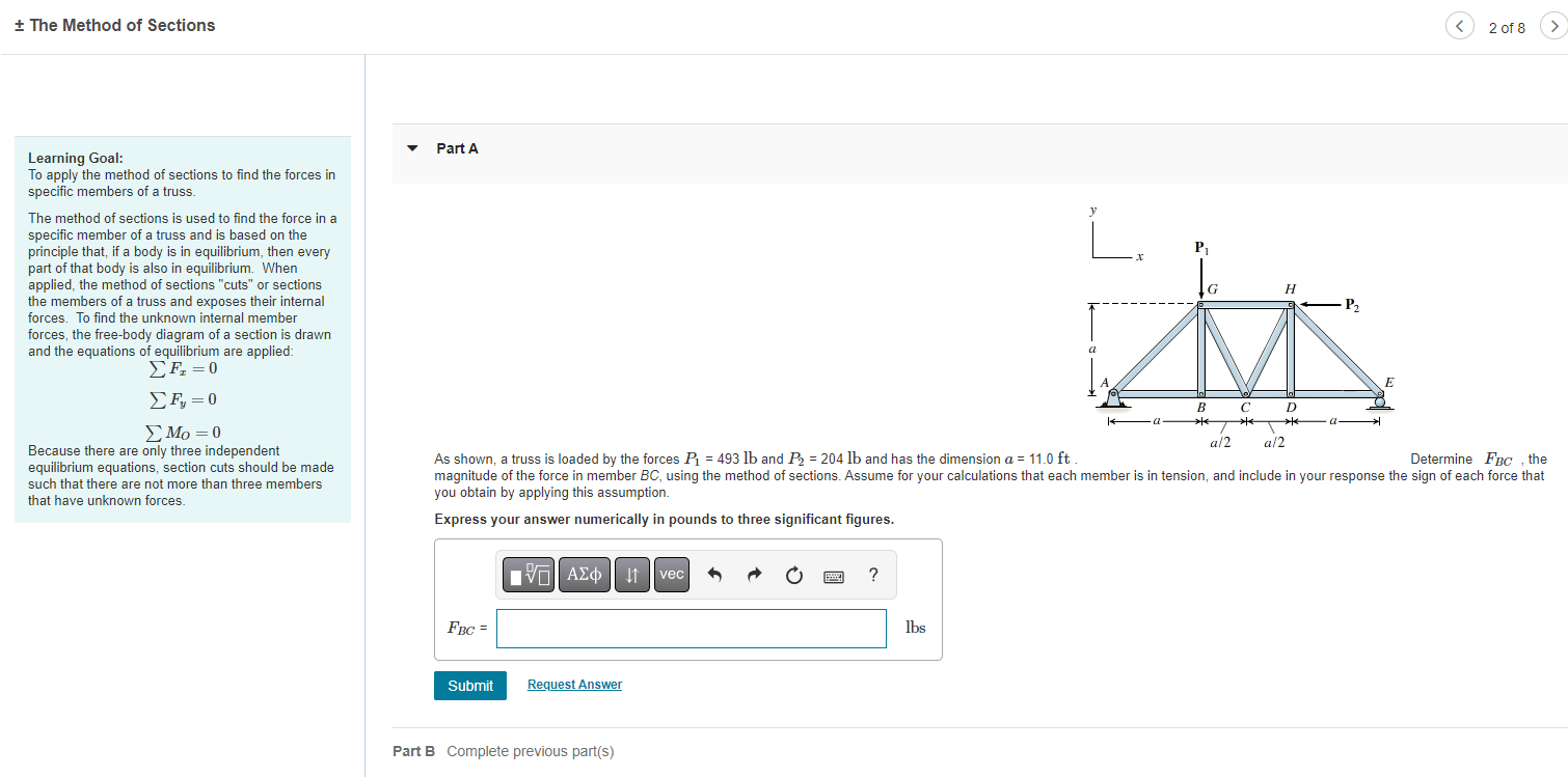 Solved ± The Method of Sections