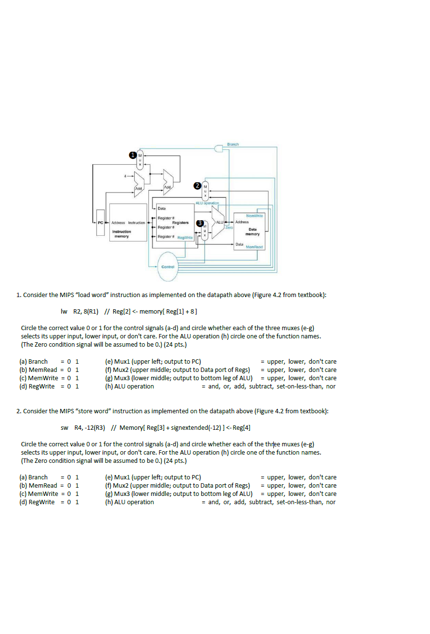 Solved 1. Consider the MIPS “load word” instruction as | Chegg.com