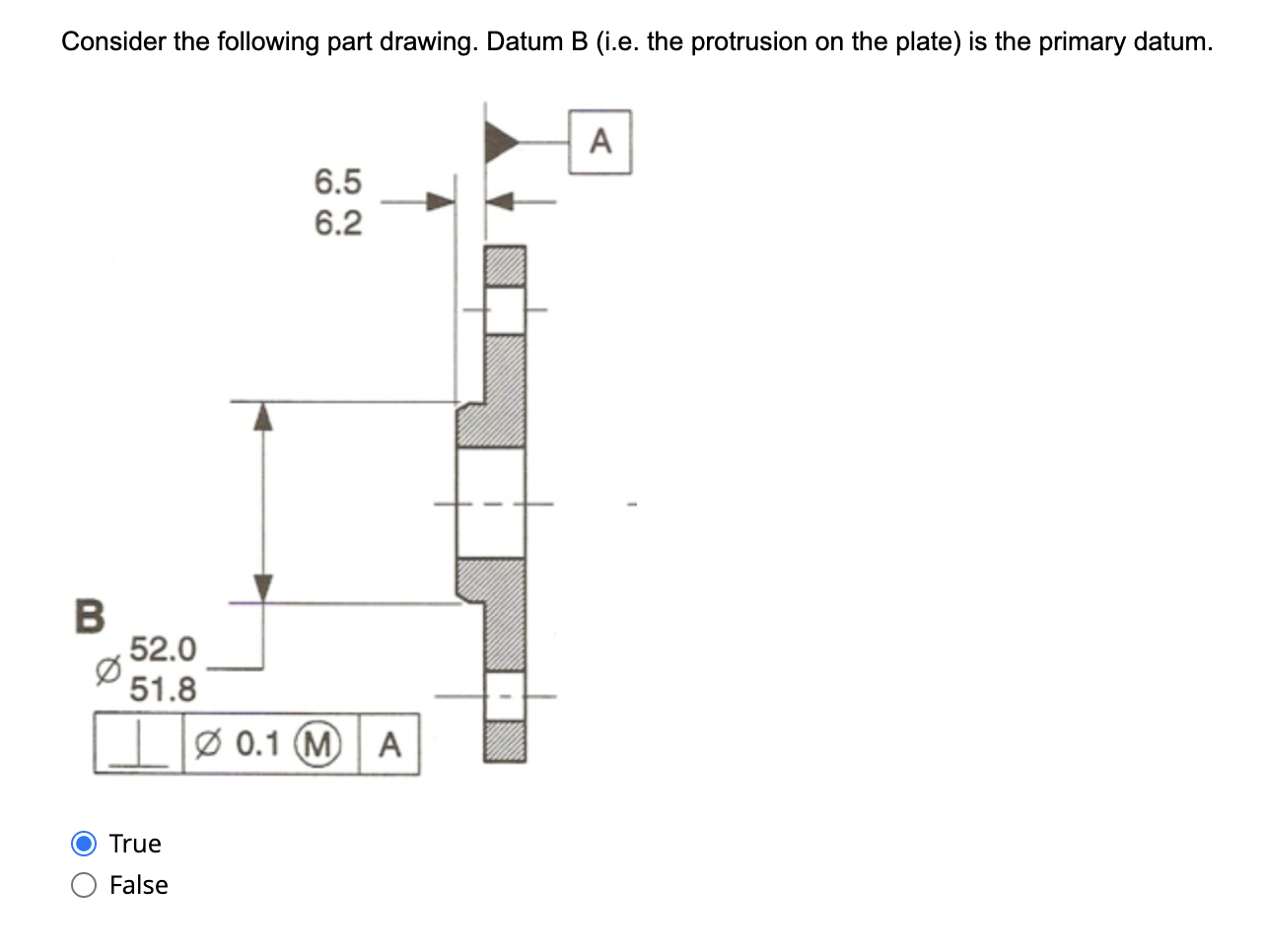 Solved Consider the following part drawing. Datum B (i.e. | Chegg.com