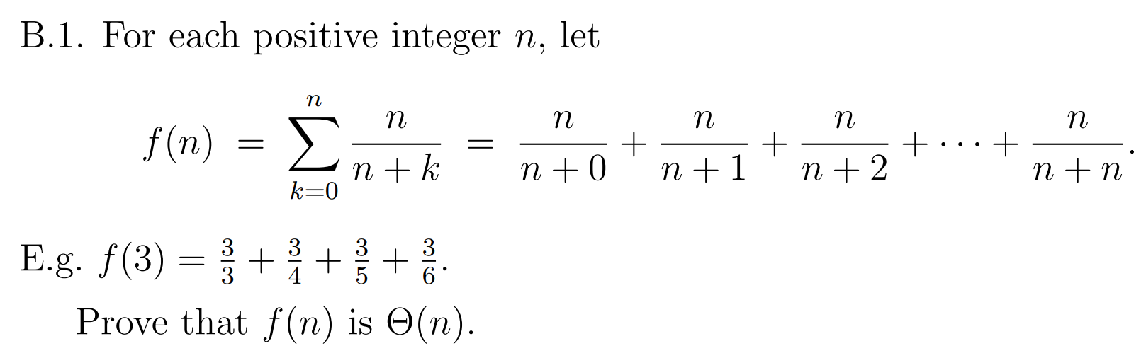 Solved B.1. For each positive integer n, let | Chegg.com