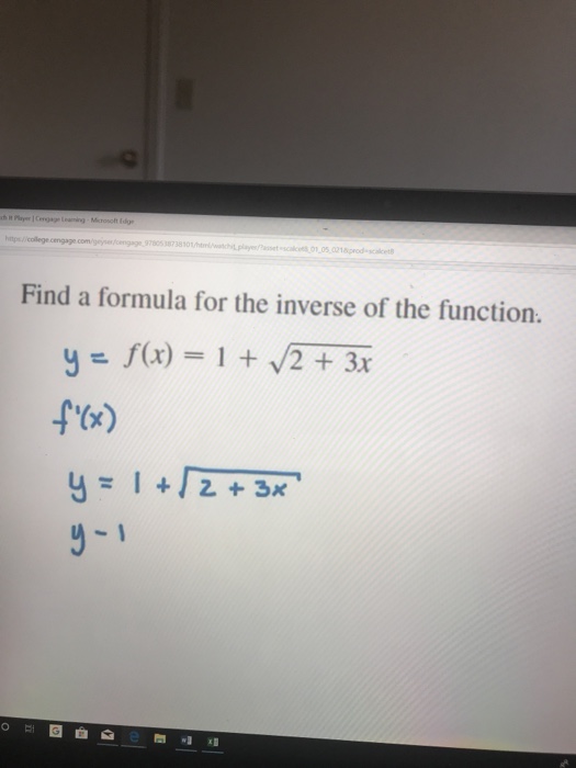 Solved Find a formula for the inverse of the function f(x) | Chegg.com