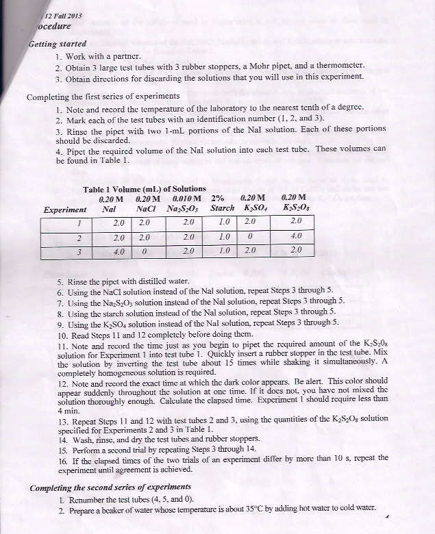 Solved 1. a. Calculate the initial rates for Experiments | Chegg.com