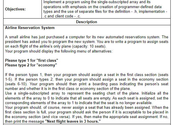 Solved Implement A Program Using The Single Subscripted 