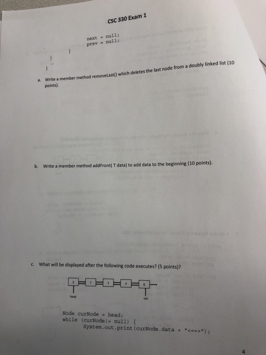 Solved 3 A Doubly Linked List Is Based On The Following 9051